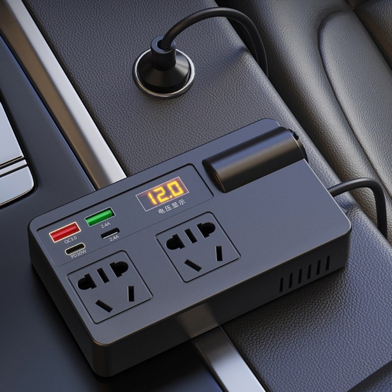 Edb* Power Inverter DC12V-24V to 220V ปลั๊กอะแดปเตอร์ Outlet Vehicle ...