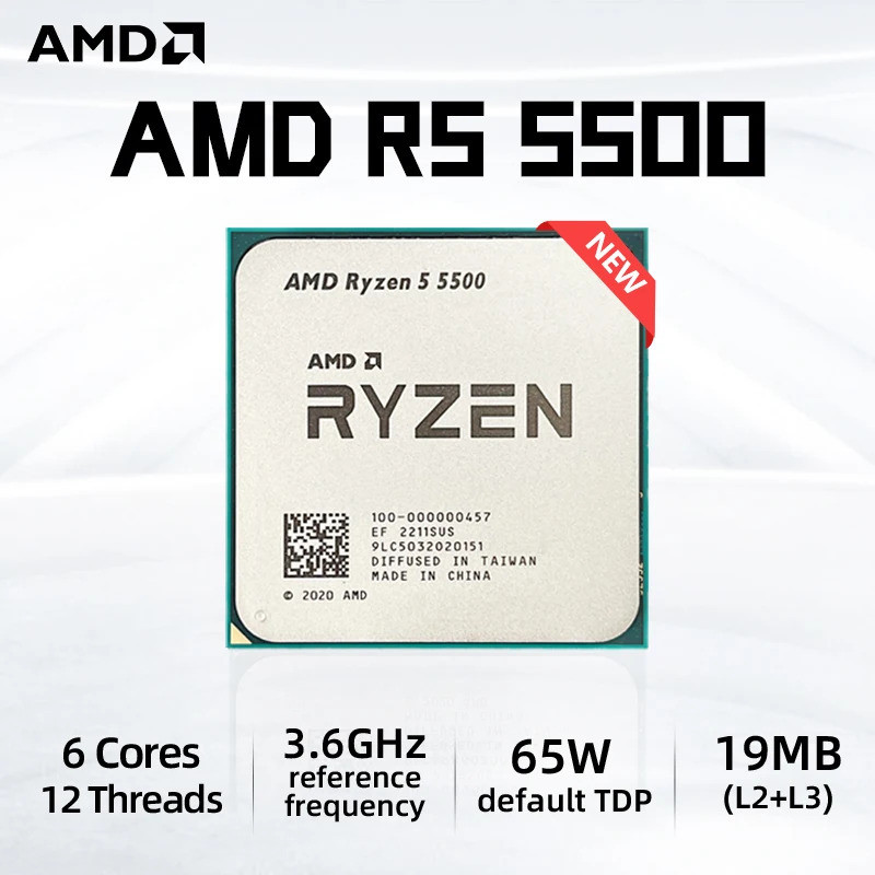 AMD R5 5500 Ryzen 5 5500 3.6 GHz 6-core 12-Thread CPU Processor 7nm L3 ...