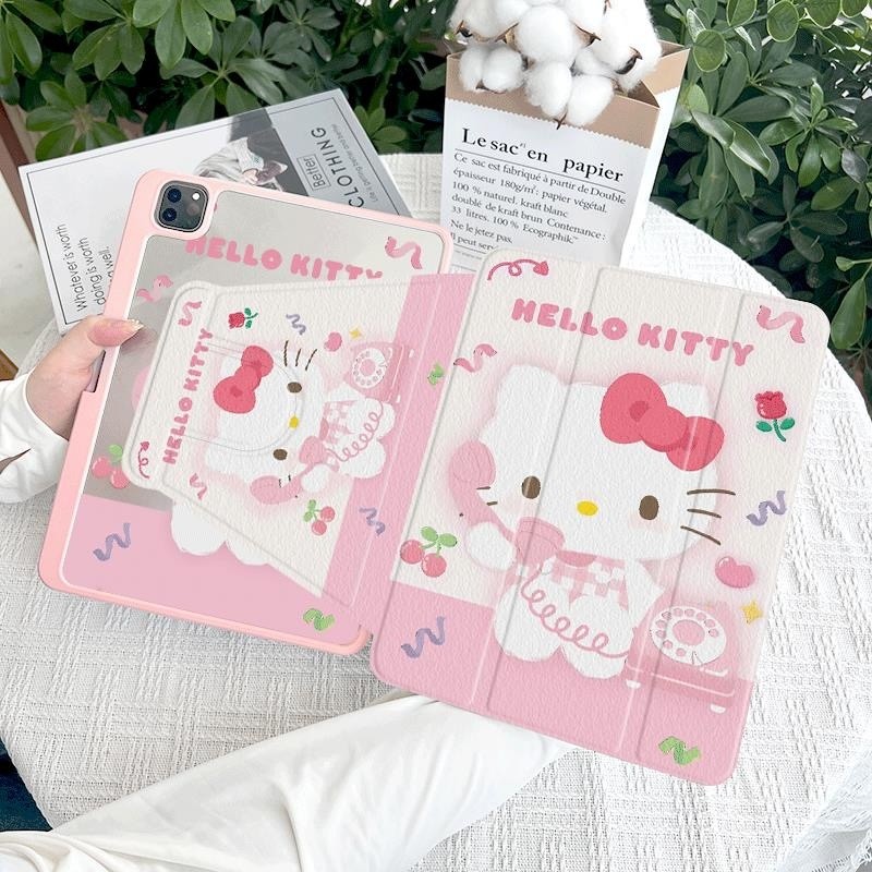 720 ° หมุนได้สําหรับเคสipadพร้อมhello Kitty Cherry Graffitiพร้อมช่อง ...