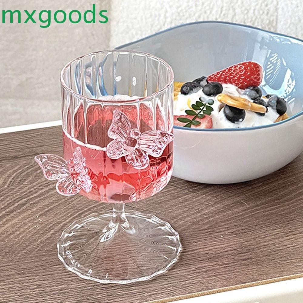 Mxgoods ถ้วยแก้วขาสูง,ทนความร้อนตกแต่ง อิน แก้วไวน์ผีเสื้อ,น่ารัก อิน 3ง ลายผีเสื้อแก้ว ก oblet ...
