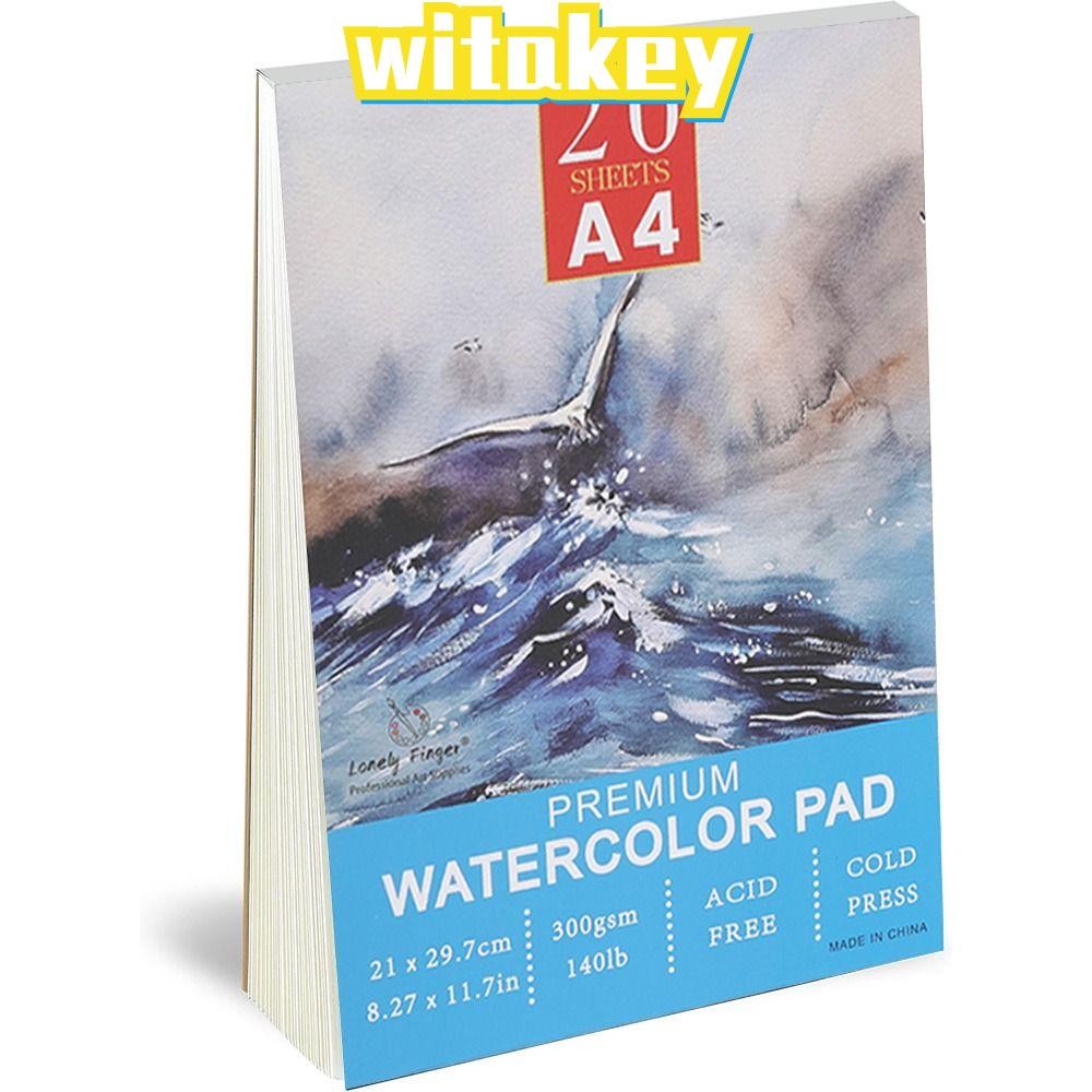Witakey กระดาษวาดภาพศิลปิน, กาว 20 แผ่น Bound Watercolor Paper, Professional Acid-Free Cold ...