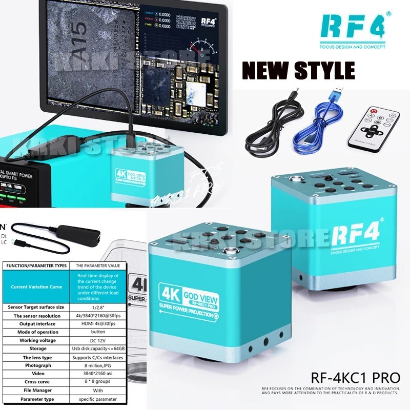 Rf4 RF-4KC1 PRO กล้องจุลทรรศน์ HD 4K กล้อง, การติดตามกระแสไฟแบบเรียลไทม์จอแสดงผลโค้ง ,สําหรับ ...