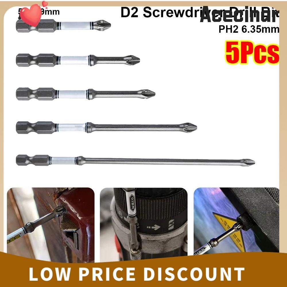 ACECINAR 5 ชิ้น/เซ็ต D2 Impact Phillips ไขควงบิต, Hex Shank ทนต่อการสึก ...