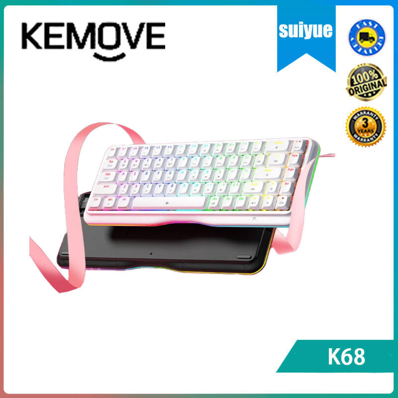 KEMOVE K68 คีย์บอร์ดเชิงกลแบบกําหนดเอง, คีย์เต็ม, ปลั๊กร้อน, เกมบลูทูธไร้สายสอบจําลองที่สาม ...