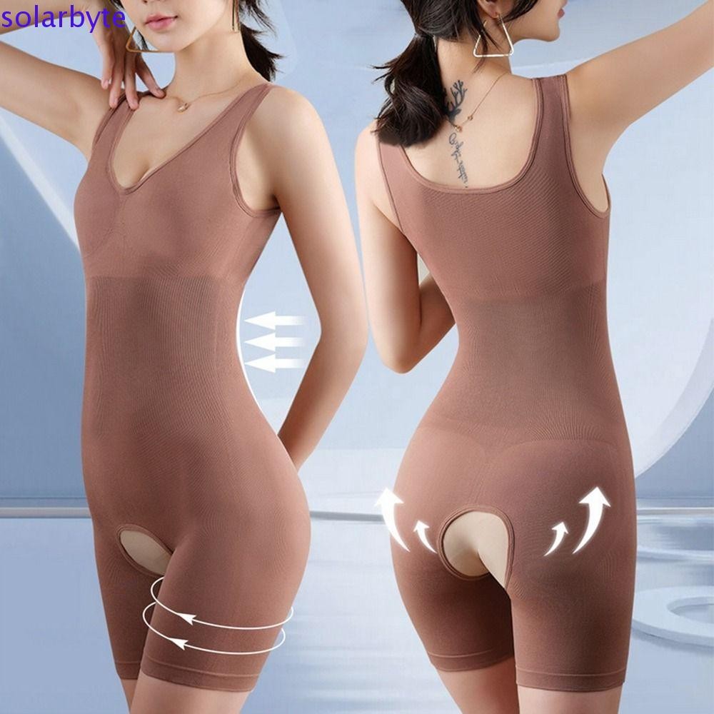 SOLARBYTE Slim Body Shaper V คอเสื้อกั๊กเอวสูงเข็มขัดหน้าท้องเปิด Crotch กางเกงหน้าท้องหลังคลอด ...