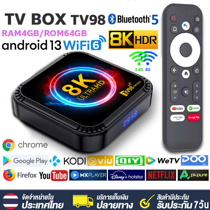 2024 กล่องแอนดรอย tv TV98 PRO RAM4G+ROM64GB Wi-Fi 5g Android 14 8K/HD TV BOX รองรับWifi กล่อง ...