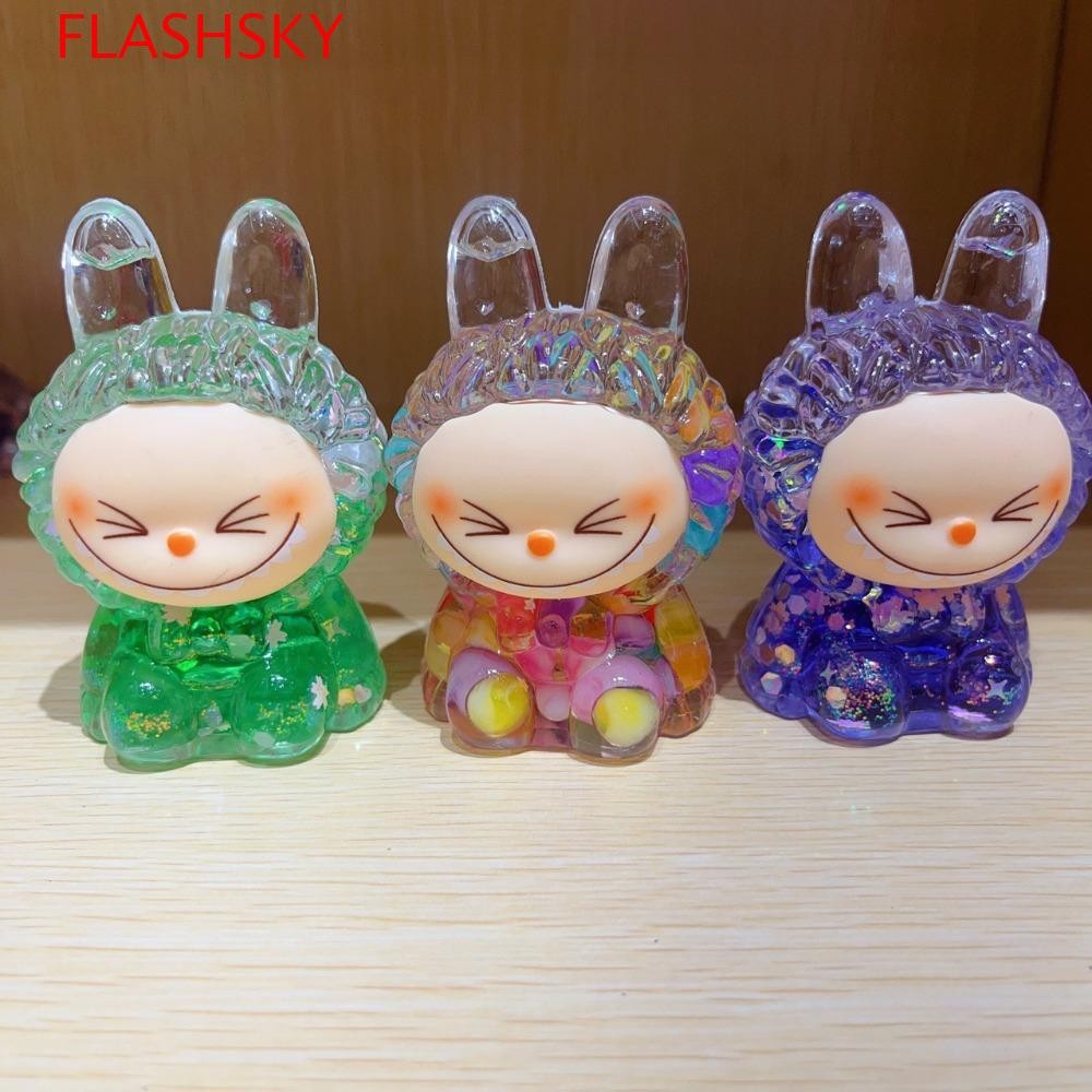 Flashsky Candy Color Labubu Quicksand Doll, เลื่อมเงาการ์ตูนอะคริลิค ...