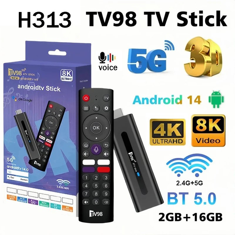 ATV Stick Android 14สมาร์ททีวีสติ๊ก4G 5G WiFi ผู้ชนะทั้งหมด H313รองรับ ...