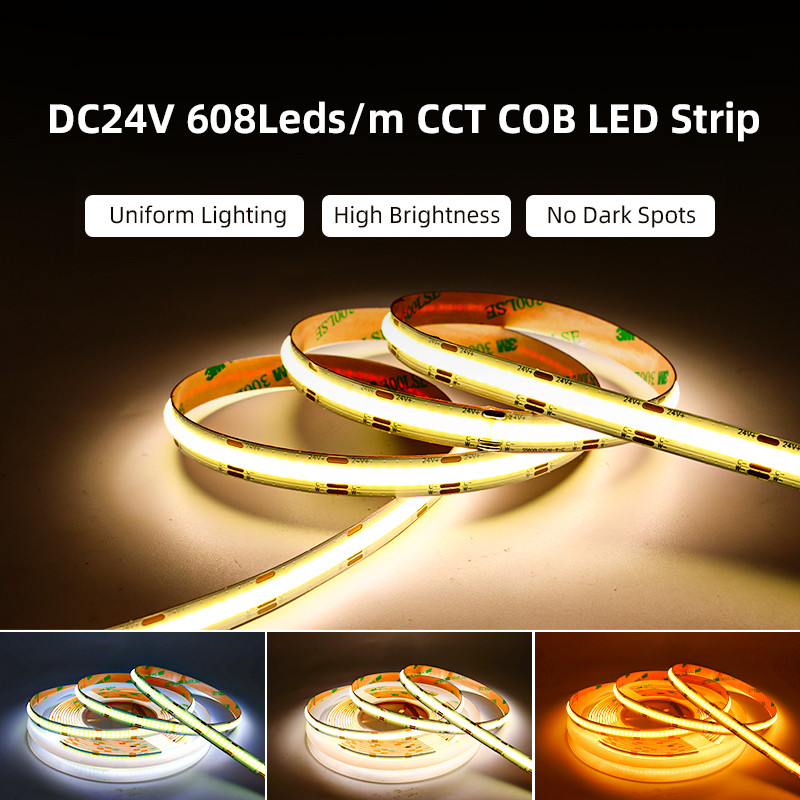 5m/a ม้วนความหนาแน่นสูง 608Leds หรี่แสงได้ Dual สี LED Strip DC12V 24V บันได Linear 8 มม. 10 มม. ...