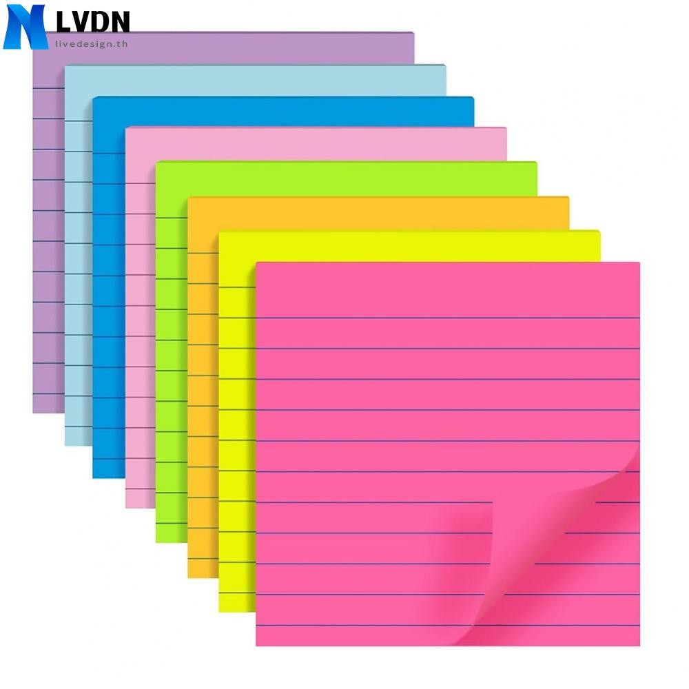 8 Ruled Sticky Notes 4 x 4 นิ้วสีสดใสสี่เหลี่ยมสีสันสดใส 50 แผ่นต่อแผ่น ...