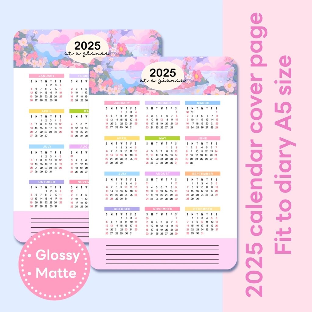 2025 calendar cover page | Planner set up sticker sheet ปฏิทินปี2568 ...