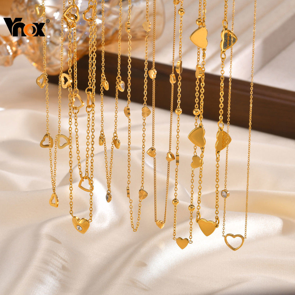 Vnox สร้อยคอโซ่หัวใจสําหรับสาว,18K Gold สแตนเลส Stel Non Tarnish ...