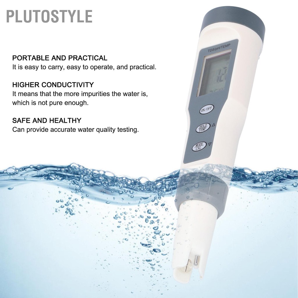 PLUTOSTYLE 3 in 1 Multifunctional PH Meter ปากกาทดสอบคุณภาพน้ำ ...