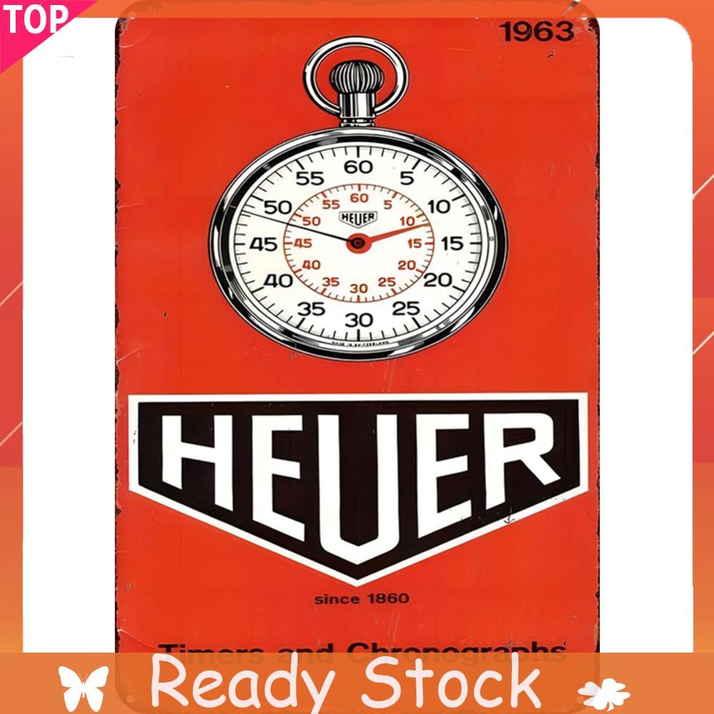 Vintage Metal Heuer Timer Chronograph Tin Sign ภาพวาดเหล็กสี่เหลี่ยม ...