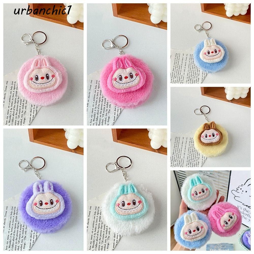Urbanchic Labubu Doll Key Ring, Mini Round Cartoon Doll Key Chain ...