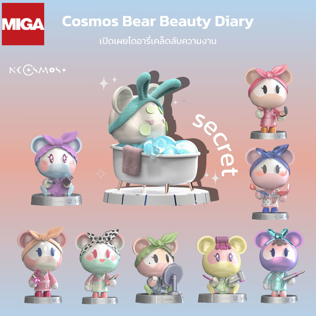 โมเดลฟิกเกอร์ สุ่ม Cosmos Bear น่ารักอะนิเมะรูปเดสก์ท็อปเครื่องประดับ ...