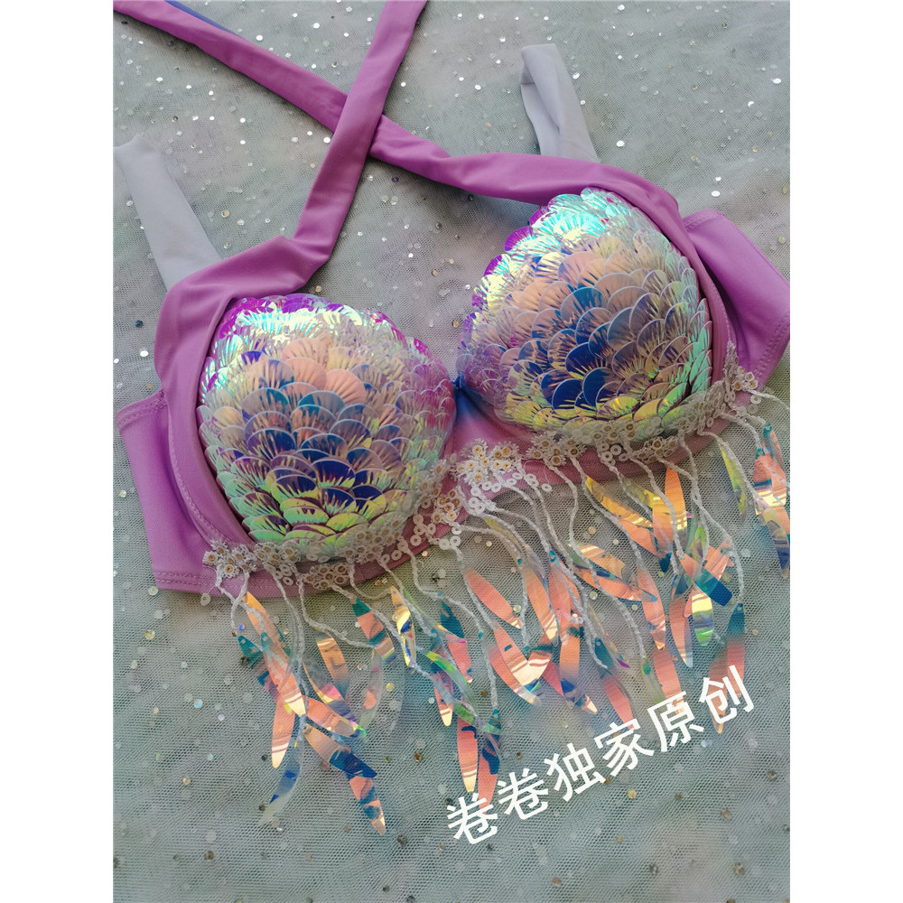 Mermaid bra Mermaid Sequin Bra Free Diving Bikini Aquarium Performance ...