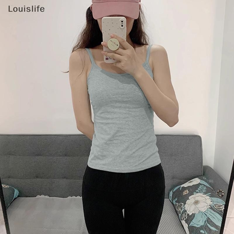 LLPH สปาเก็ตตี้สีทึบผู้หญิงเกาหลีสายรัดแขนกุด Slim Camisole พร้อมแผ่นรองหน้าอก LLP | Shopee Thailand