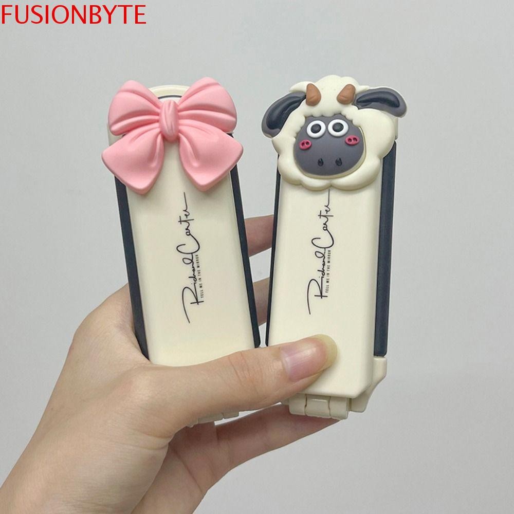 FUSIONBYTE หวีผมถุงลม, ชุดกระจกหวี Lamb Mini 2 in 1, แบบพกพาทนทานการ์ตูนสแควร์แปรงผมพับได้ ...