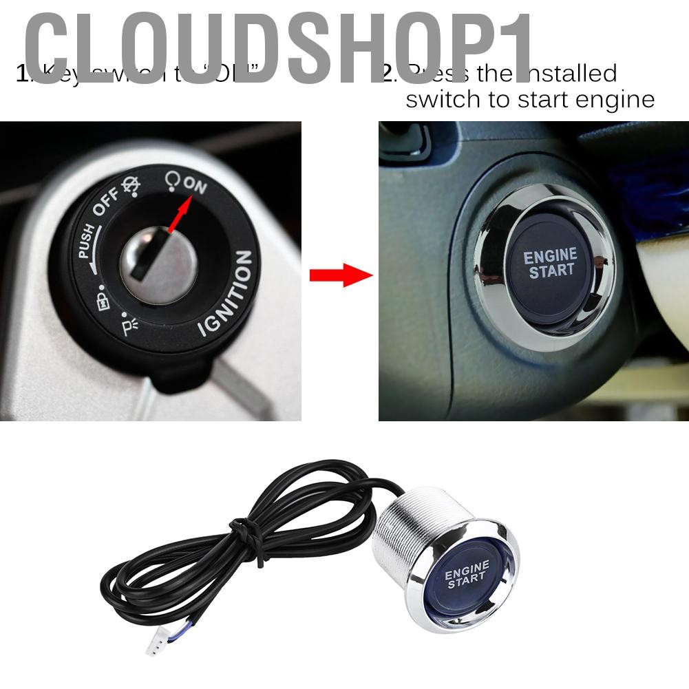Cloudshop1 ปุ่มเครื่องยนต์ 12V Universal Car Start Switch ทนทานรถ Push ...