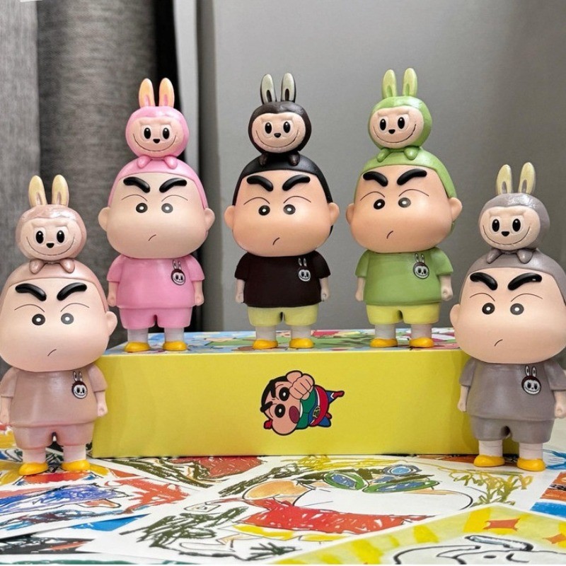 Crayon Shin-Chan พร้อม Labubu อะนิเมะรูป Pvc รุ่น Handmade อินเทรนด์และ ...