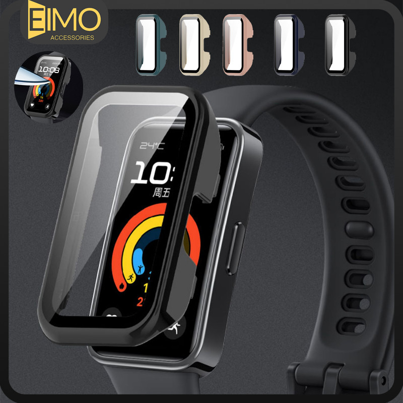 กระจกนิรภัย PC กรณีแสดง For Huawei Band 9 8 NFC อุปกรณ์ป้องกันหน้าจอกันชนแบบเต็มรูปแบบ ...