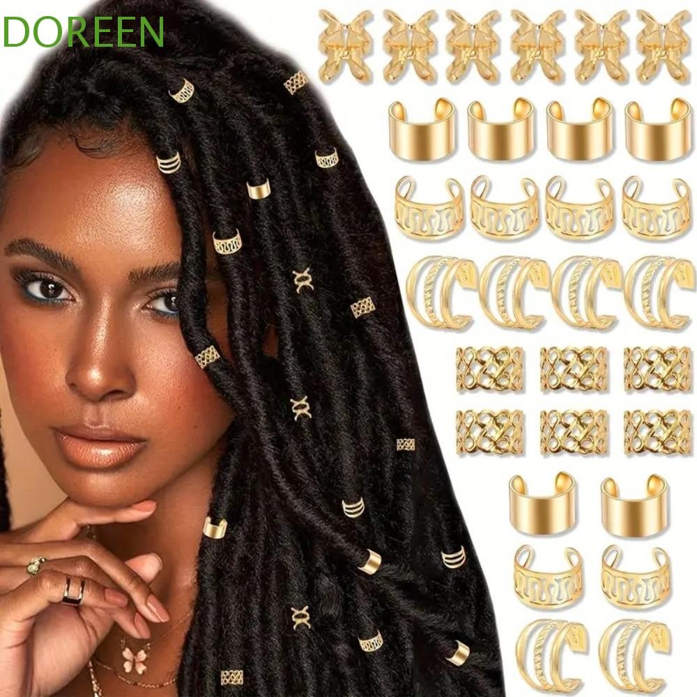 Doreen 50 ชิ้น Hollow Out แหวนผม,โลหะคลิป Dread ล็อค Dreadlocks ลูกปัด ...