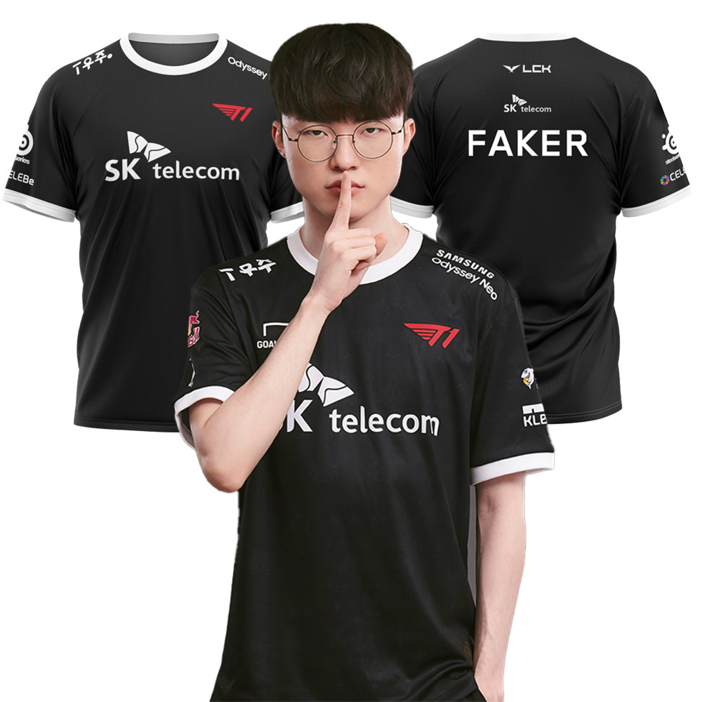 2023 League Of Legends World Finals SKT T1 เสื้อยืด LOL เกม Esports ชุดทีมเสื้อยืด MSI Faker ...