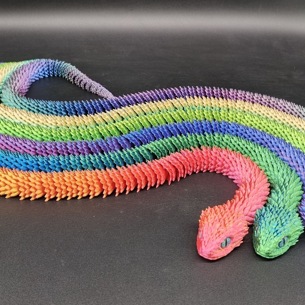 [Meow.sensei] ข้อต่องูพิมพ์3มิติเคลื่อนย้ายได้พลาสติก Viper รูปเครื่องประดับโมเดลสัตว์ของเล่น ...