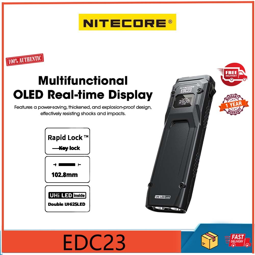 NITECORE EDC23 Ultra Thin Pocket Tactical EDC ไฟฉายแบบพกพากลางแจ้ง Camping พิเศษ | Shopee Thailand