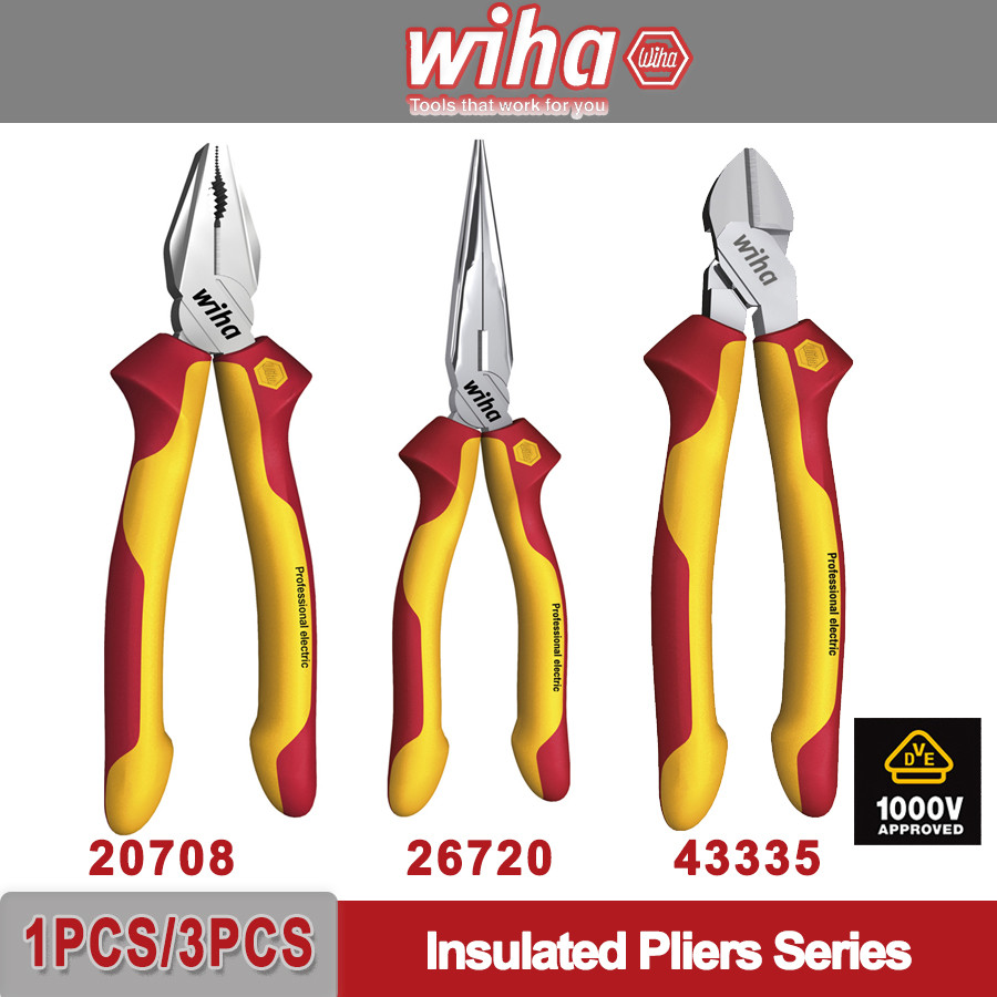Wiha 1PCS/3PCS คีมฉนวน Series 26708 คีมผสม 26720 Insualted เข็มคีมจมูก ...