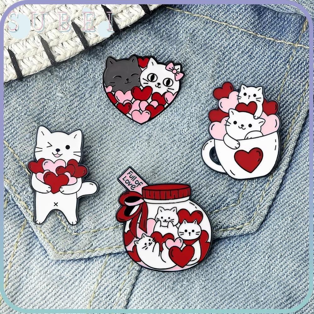 Suka Cats Wink เข็มกลัดเคลือบ, เคลือบลูกแมวหวาน Denim Lapel Pins ...