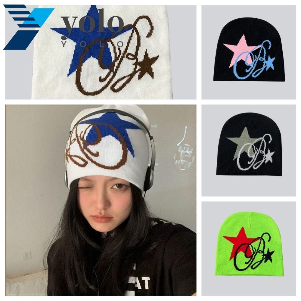 Yolo Star ถัก Skullies Beanies, Bonnet Hip-hop โครเชต์หมวก, ฤดูหนาว ...