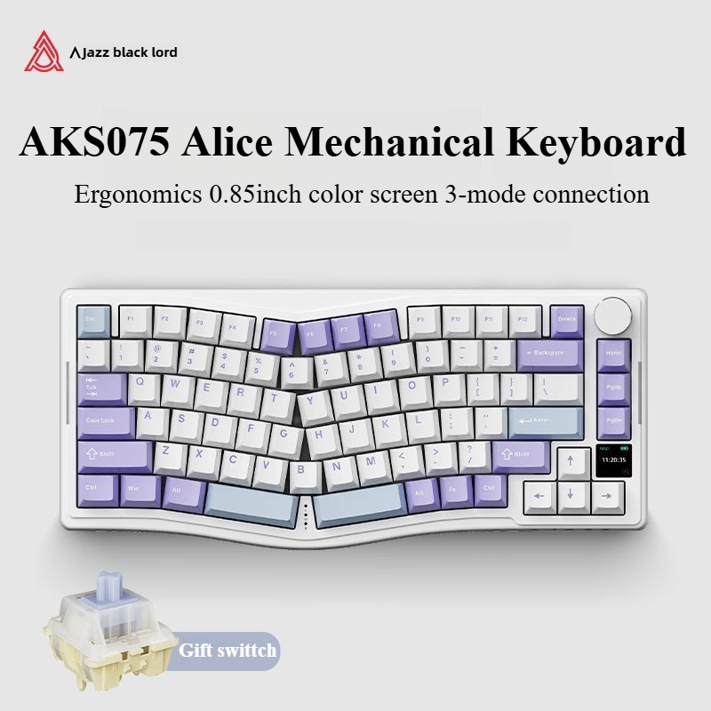 Ajazz AKS075 Alice Mechanical Keyboard 3 โหมดพร้อมจอแสดงผล TFT และ ...