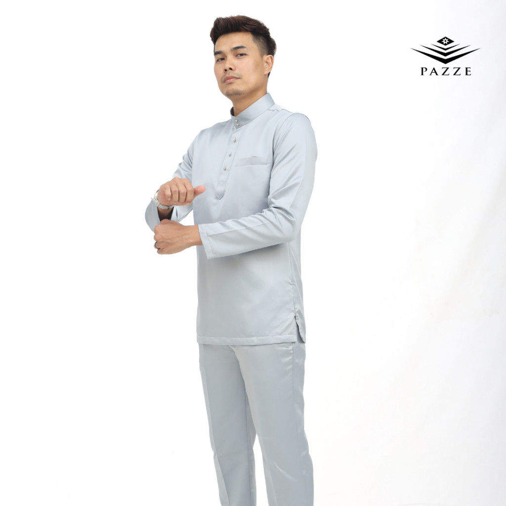 [NEW Raya 2025] SILVER GREY BAJU MELAYU SLIM FIT SET TUNANG NIKAH DUAL ...