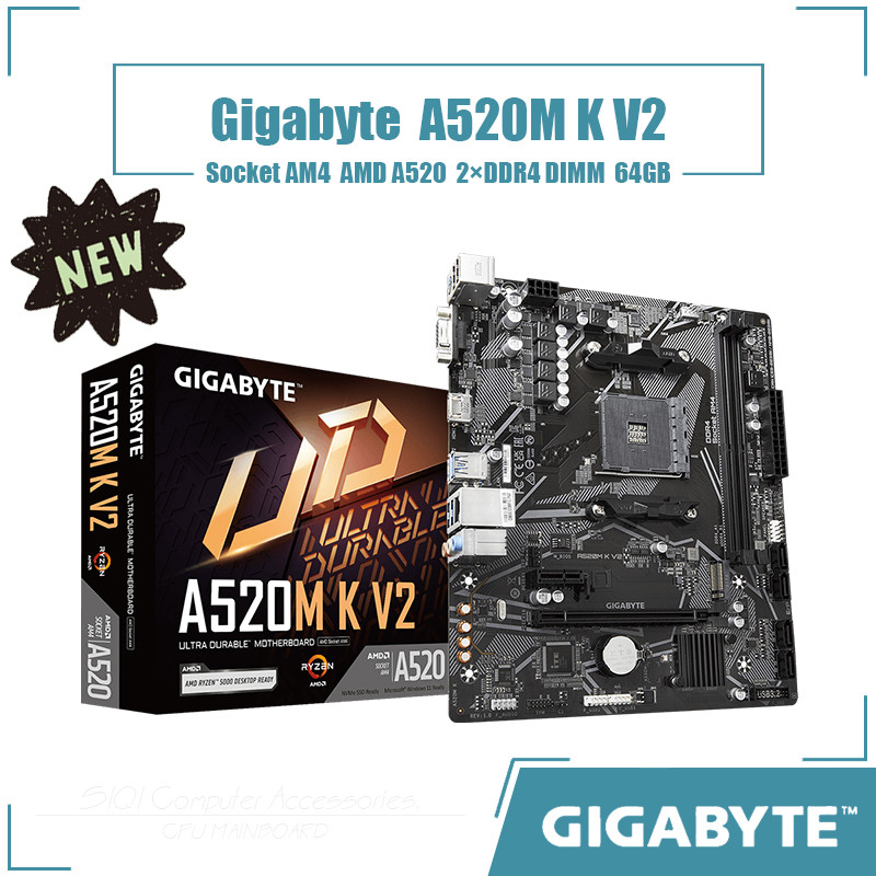 [ใหม่] Gigabyte A520M K V2 ซ็อกเก็ตเมนบอร์ด AM4 2xDDR4 DIMM AMD A520 ...