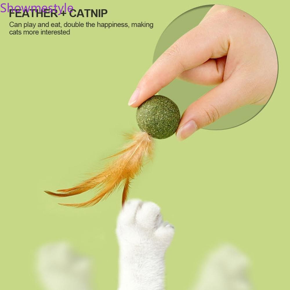 SML Cat Mint Ball Feather Catnip Ball Self ทําความสะอาดฟันบด Ball ...