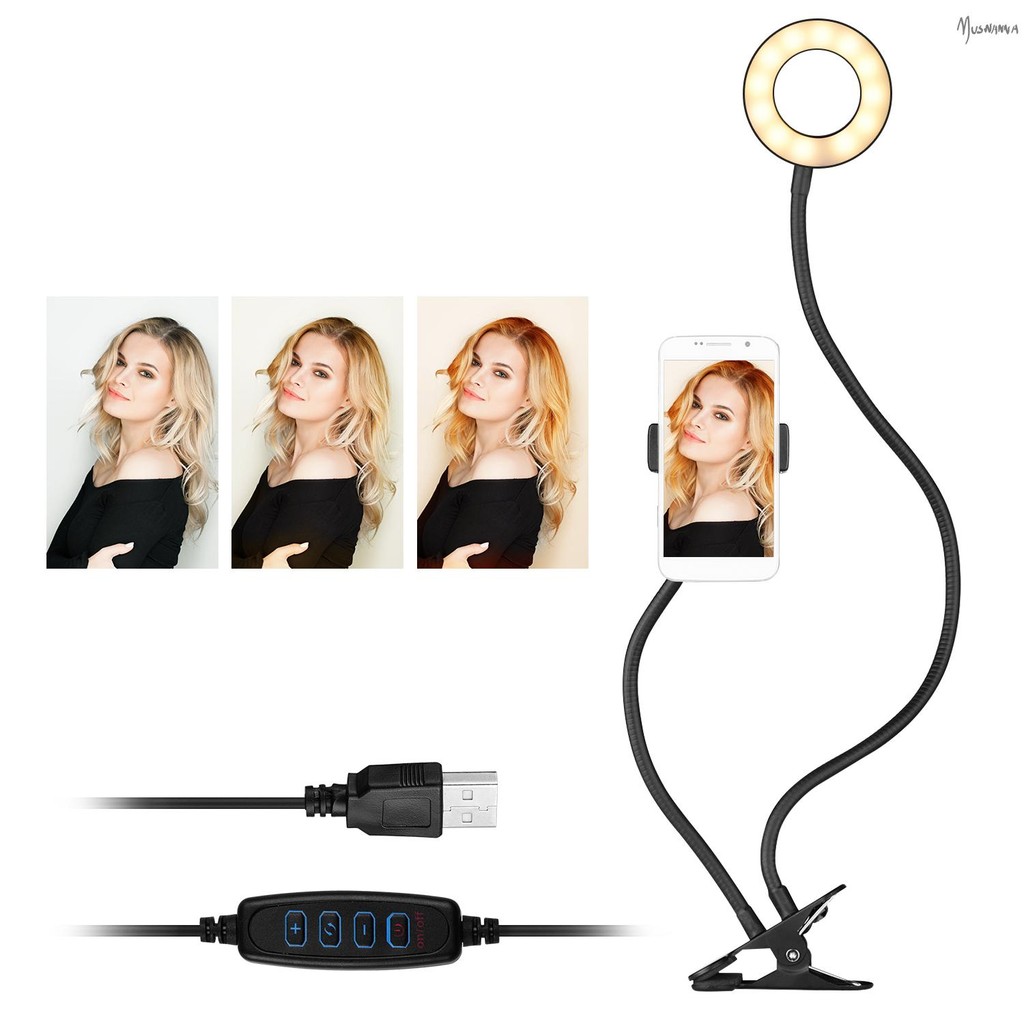 Andoer ขาตั้งไฟเว็บแคม 3.5 นิ้ว Clip-On Mini USB Ring Light 3 โหมดแสง ...