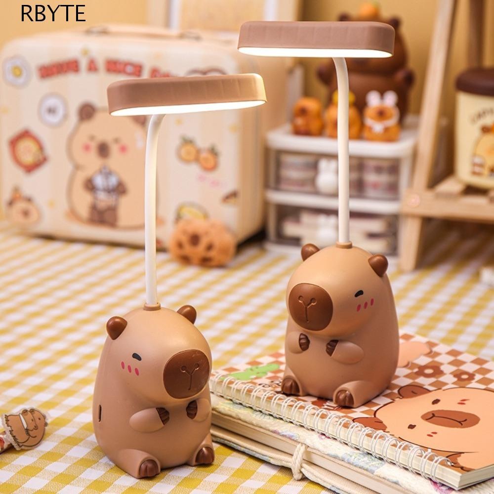RBYTE Capybara โคมไฟตั้งโต๊ะ, ชาร์จ USB ยาวนาน Capybara เครื่องเหลาดินสอ, Creative ปรับท่อกบเหลา ...