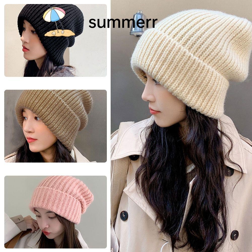 SUMMERR ถัก Beanies สุภาพสตรีหมวกลําลองน่ารักอุ่น Bonnet | Shopee Thailand