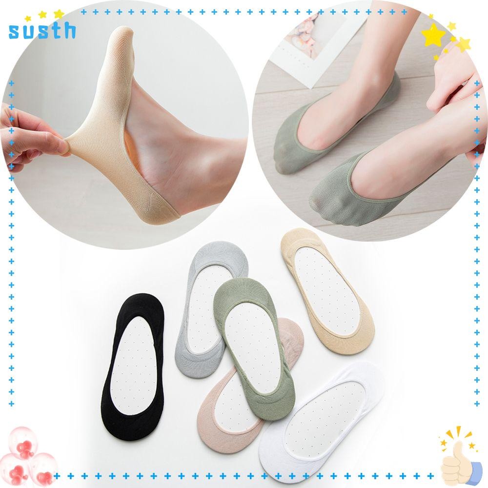 SUSTH ผ้าฝ้ายดูดซับเหงื่อ Ultrathin Low Cut ซิลิโคนกันลื่น | Shopee ...