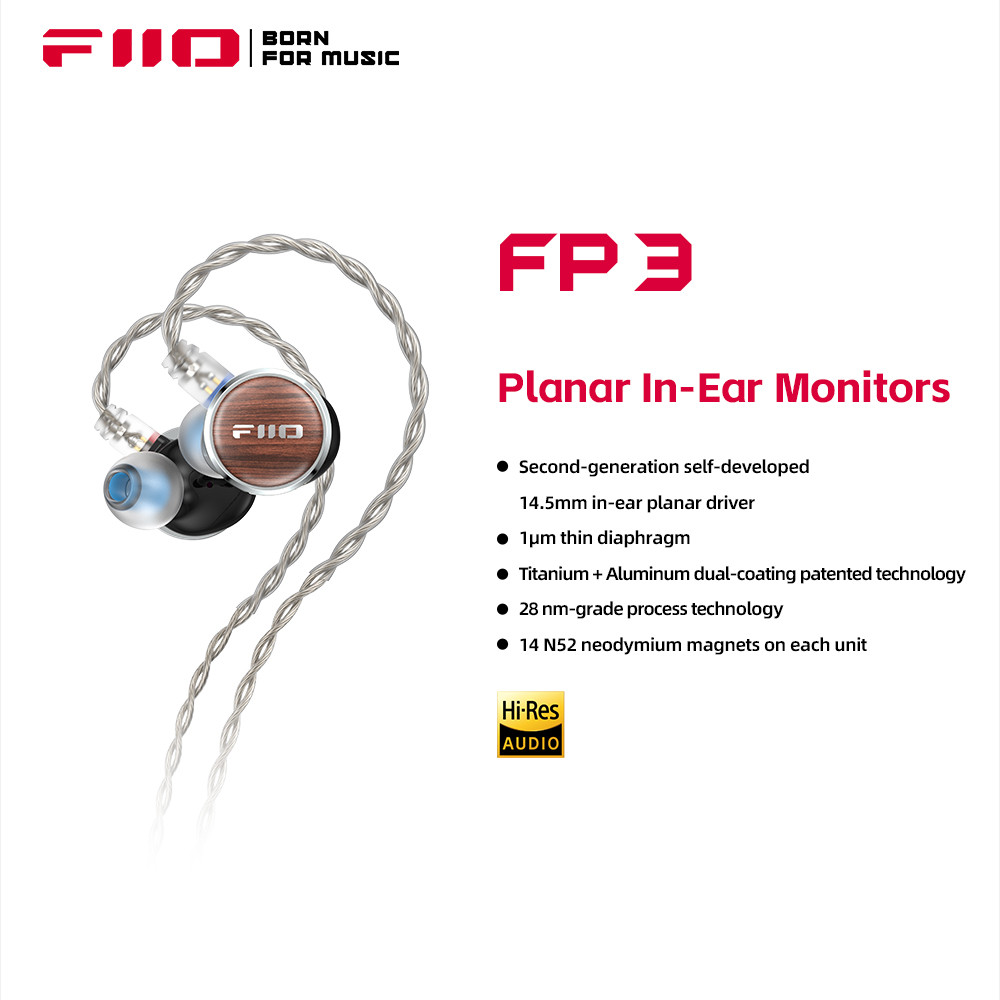 Fiio FP3 HiFi 14.5 มม.Polar ไดอะแฟรมไดร์เวอร์ในหูฟัง,ไม้ Faceplate 0.78 ...