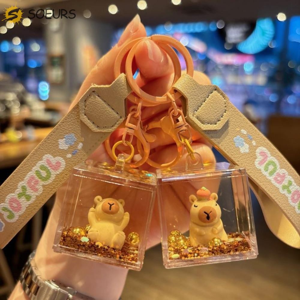 Soeurs Liquid Quicksand Capybara พวงกุญแจ, Creative Moving Liquid Capybara Quicksand ขวดพวงกุญแจ ...