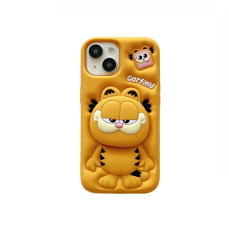 สําหรับiphone 15 12 Pro 16 13 14 Pro Max 14 15 Plus 3D Garfield Face ...