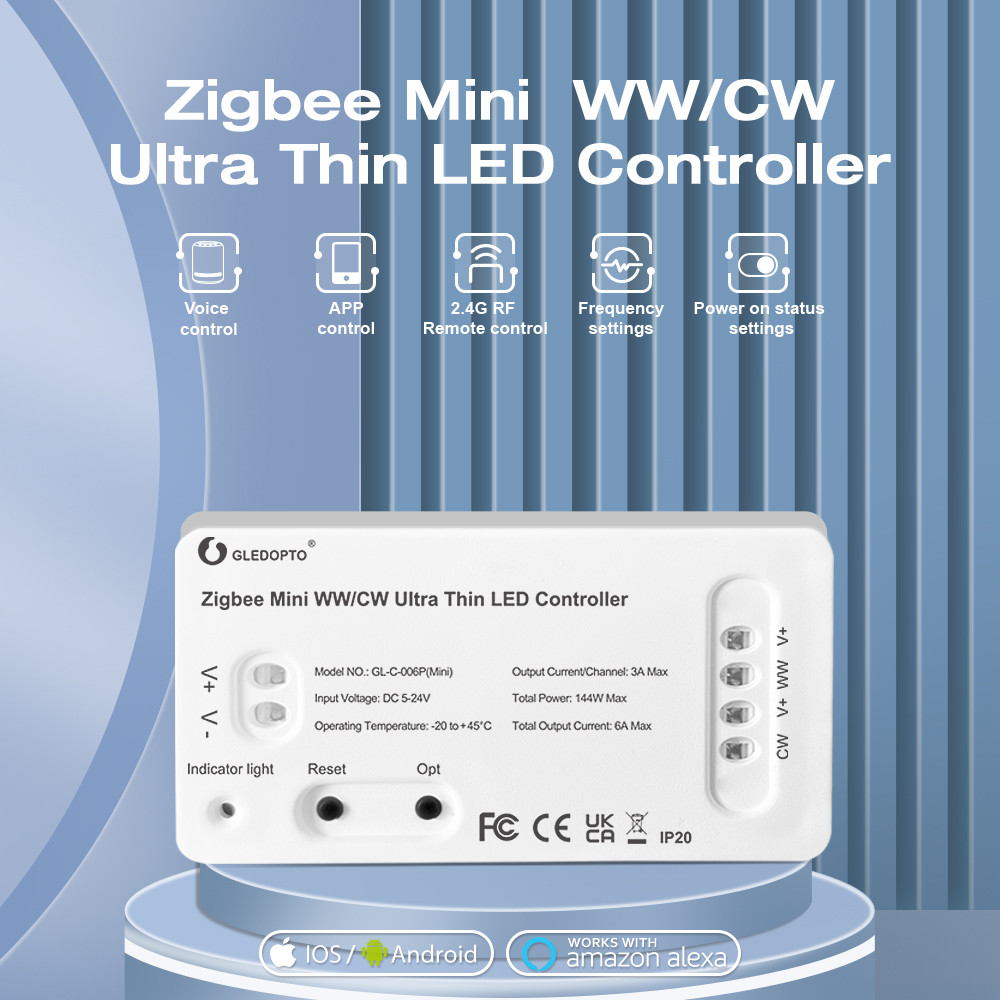 Gledopto สมาร์ท Zigbee3.0 Ultra Thin Mini WWCW CCT LED Light Strip ...