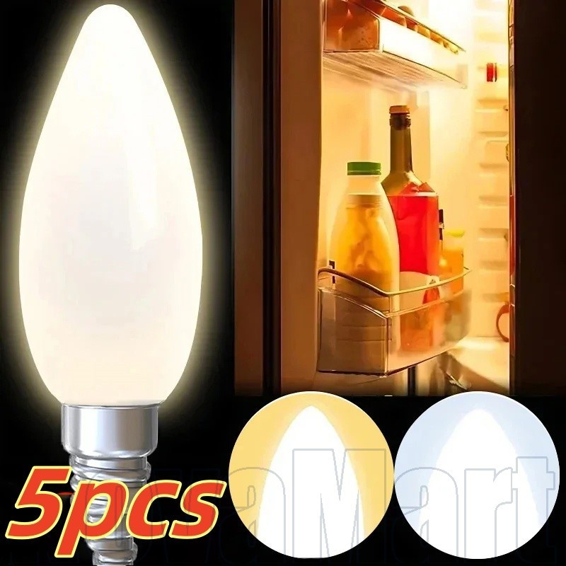 1/3/5 ชิ้นไฟตู้เย็น LED E14/E12, 1W 220V หลอดประหยัดไฟ 360° คาน แสงสีขาว/วอร์มสําหรับตู้โชว์ ...