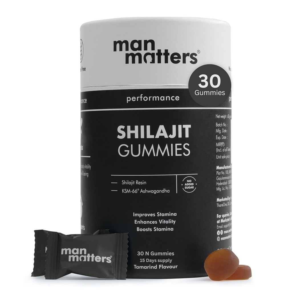 Man Matters Pure Himalayan Shilajit 30 Gummies with KSM 66 Ashwagandha ...
