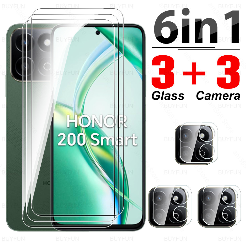 6in1 กระจกนิรภัยสำหรับ Honor 200 Smart 5G ป้องกันหน้าจอ Honar Honor X7c ...