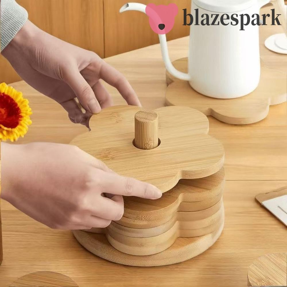 Blazespark 8 ชิ้น/เซ็ตดอกไม้จานรองแก้วไม้,Reusable Rustic ที่วางแก้ว,โต๊ะรับประทานอาหารธรรมชาติ ...