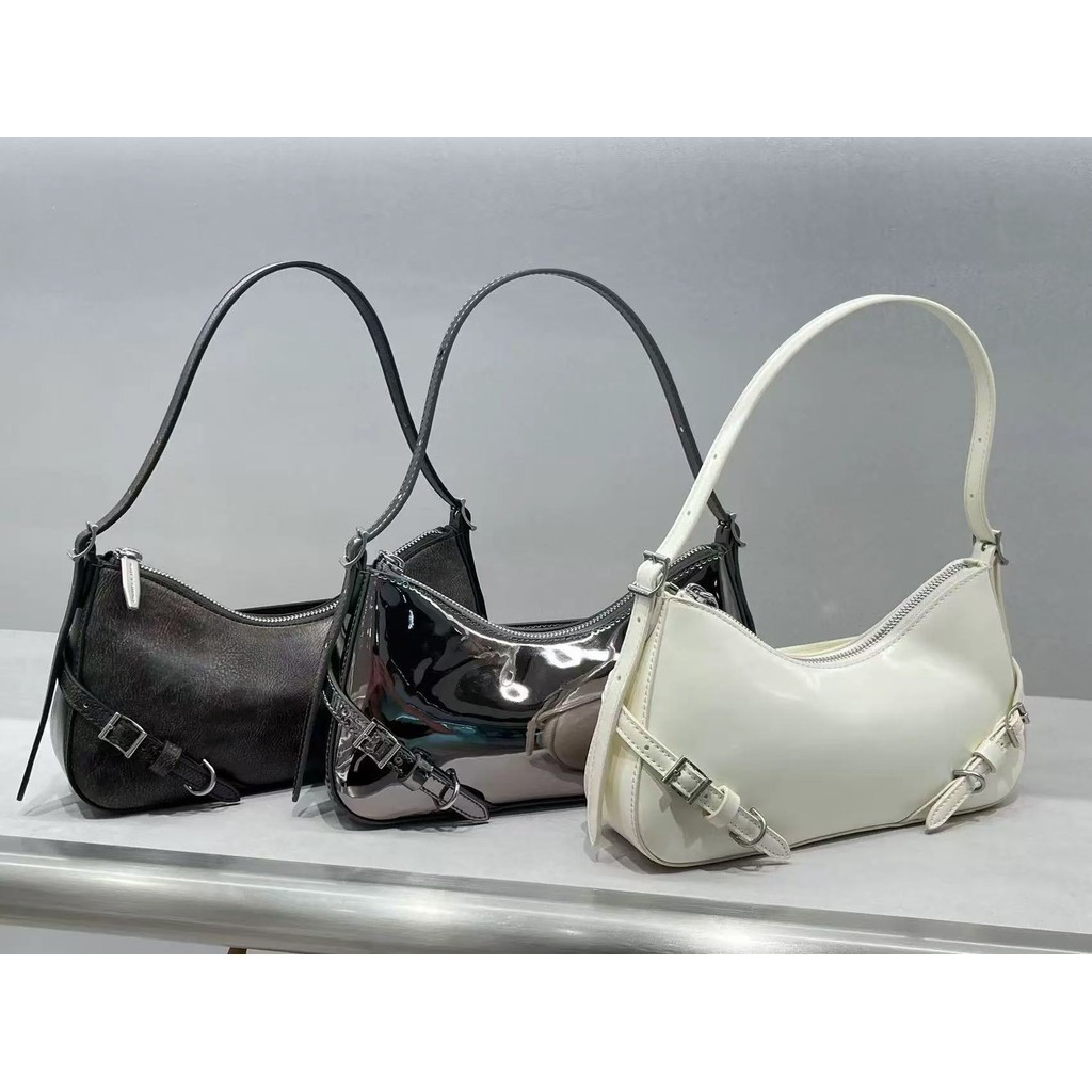 ซีเค2-20671702 Belt Design Zipper Crossbody Trapezoid Shoulder กระเป๋า ...